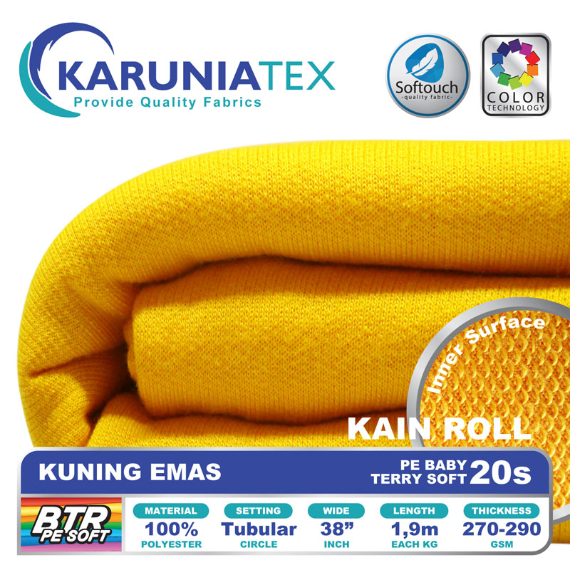 PE Baby Terry Soft 20S - Kuning Emas - Toko Bahan Kaos Karunia Textile
