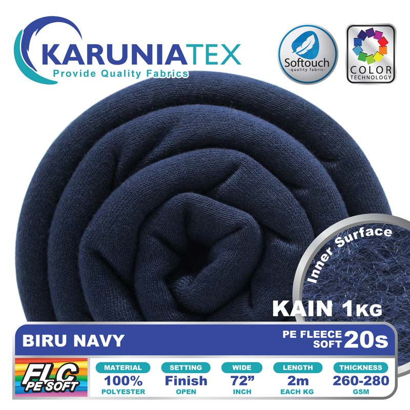 PE Fleece Soft 20S - Biru Navy - Karunia Textile Bandung