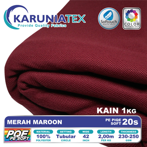 PE Piqe Soft 20S - Merah Maroon - Karunia Textile Bandung
