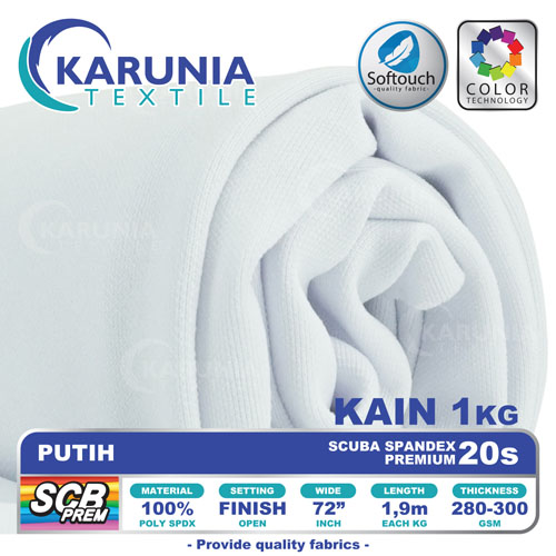 Scuba Spandex Premium - Putih - Karunia Textile Bandung