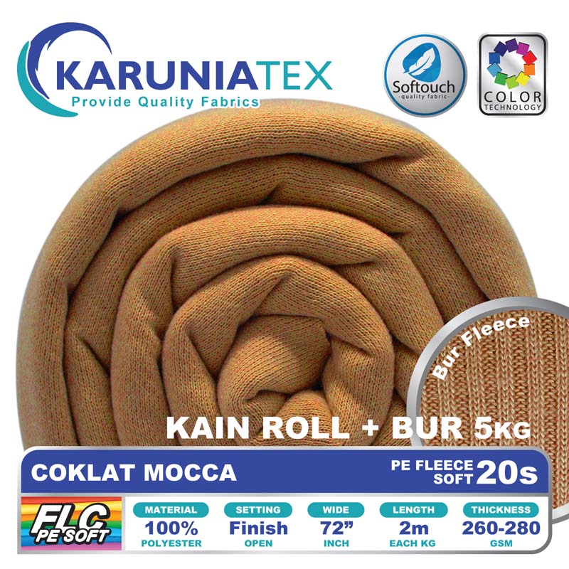 PE Fleece Soft 20S - Coklat Mocca - Toko Bahan Kaos Karunia Textile
