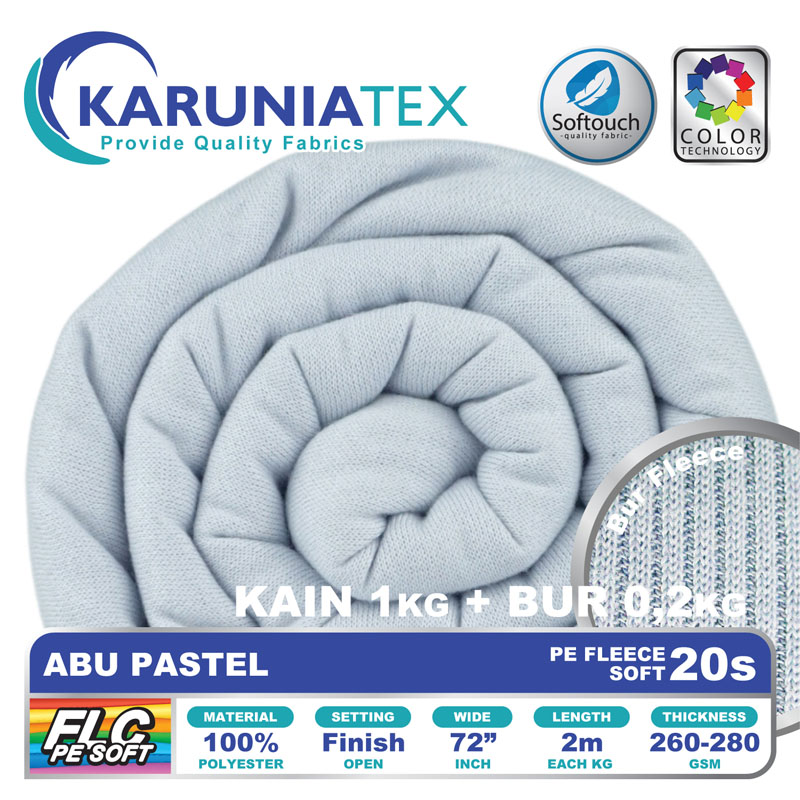 PE Fleece Soft 20S - Abu Pastel - Toko Bahan Kaos Karunia Textile