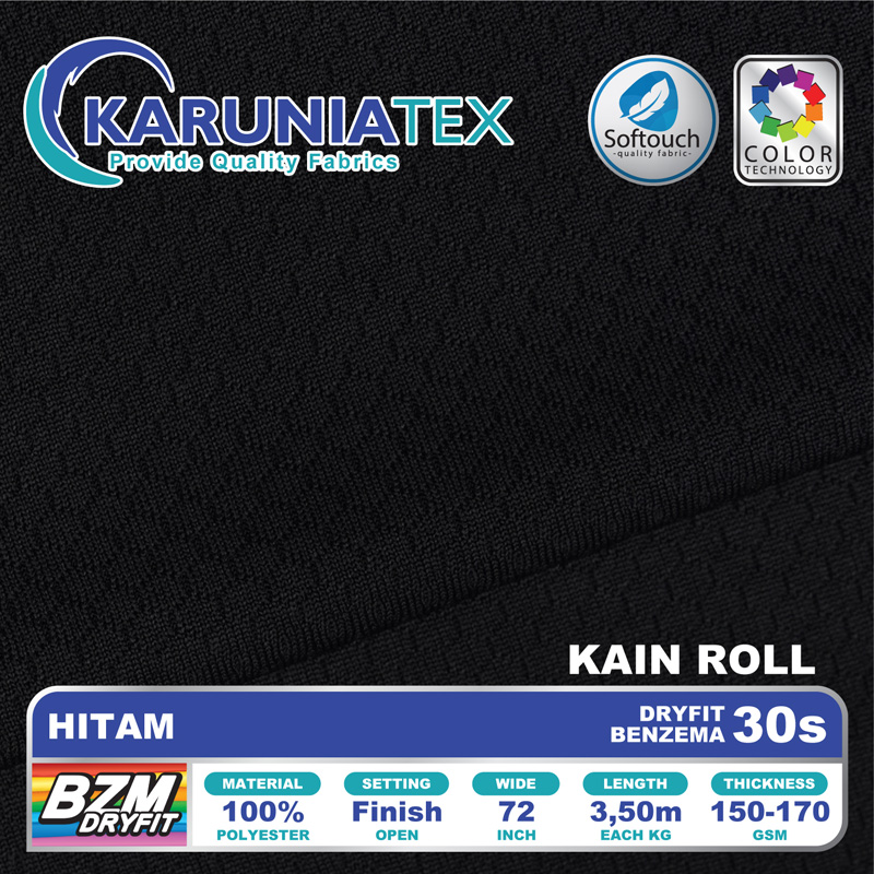 Dryfit Benzema Premium Hitam - Karunia Textile Bandung
