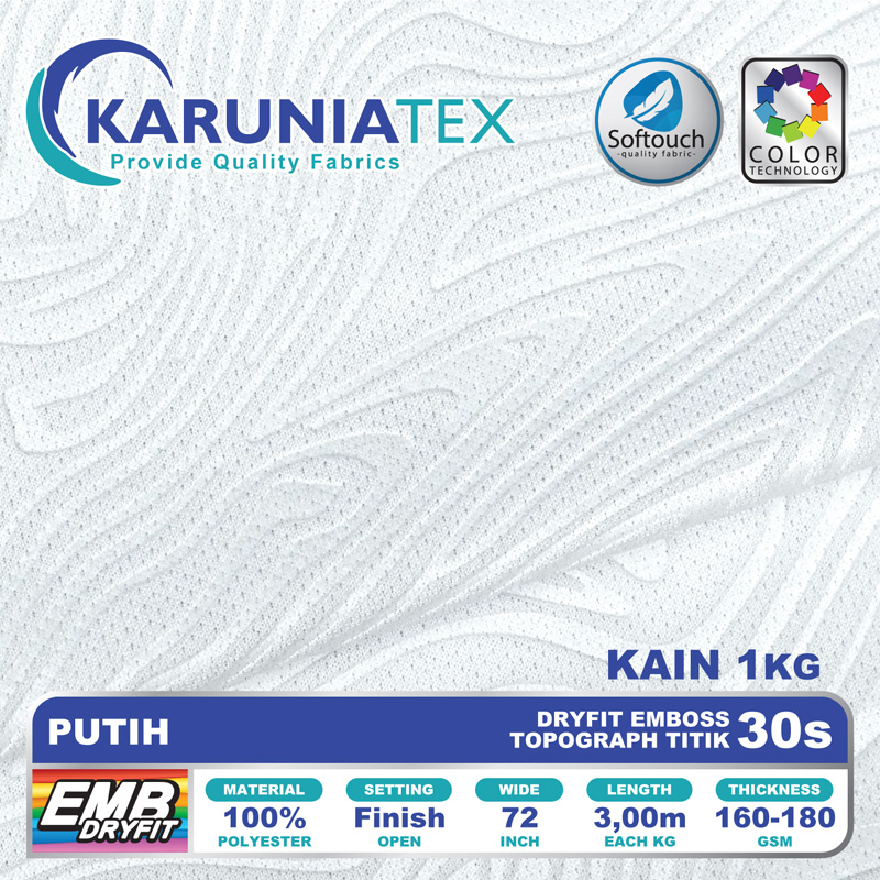 Dryfit Emboss Topografi Titik Putih - Toko Bahan Kaos Karunia Textile