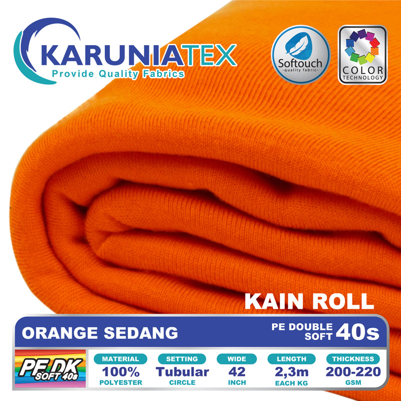 PE Double Soft 40s - Orange Sedang - Toko Bahan Kaos Karunia Textile