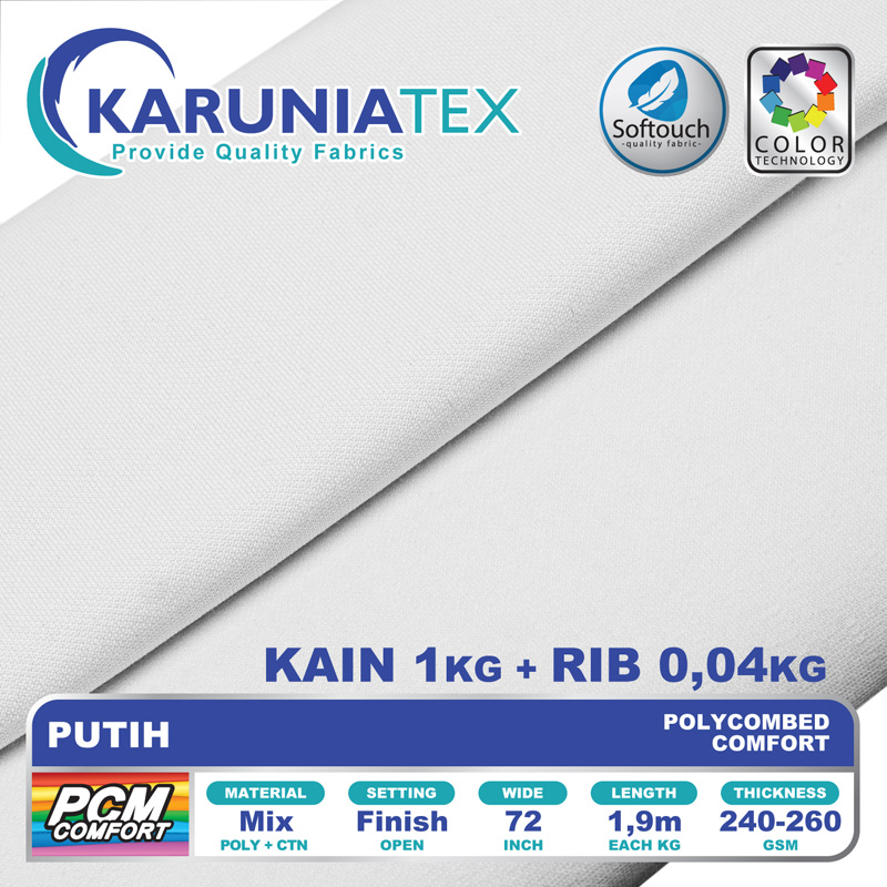 Polycombed Comfort - Putih - Toko Bahan Kaos Karunia Textile