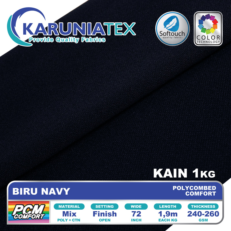 Polycombed Comfort - Biru Navy - Toko Bahan Kaos Karunia Textile