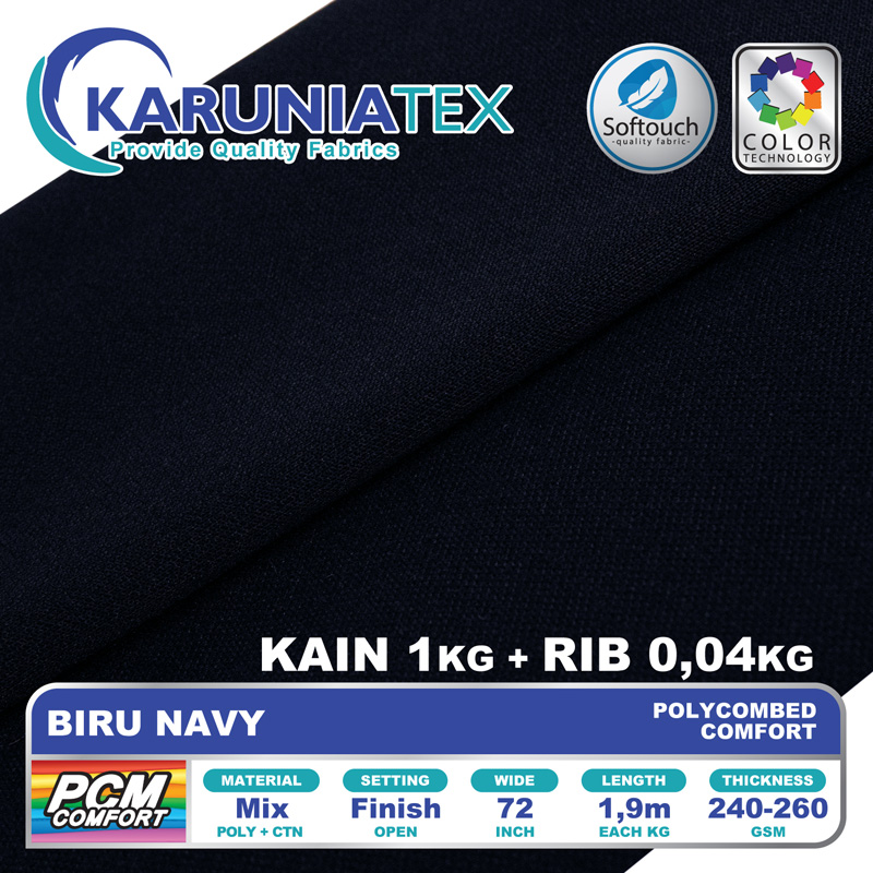 Polycombed Comfort - Biru Navy - Toko Bahan Kaos Karunia Textile