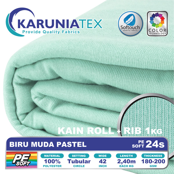 PE Soft 24S - Biru Muda Pastel - Toko Bahan Kaos Karunia Textile