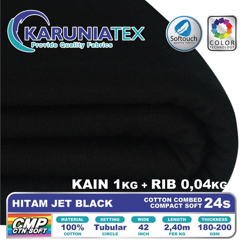 Cotton Combed Compact 24S - Hitam Jet Black - Toko Bahan Kaos Karunia ...