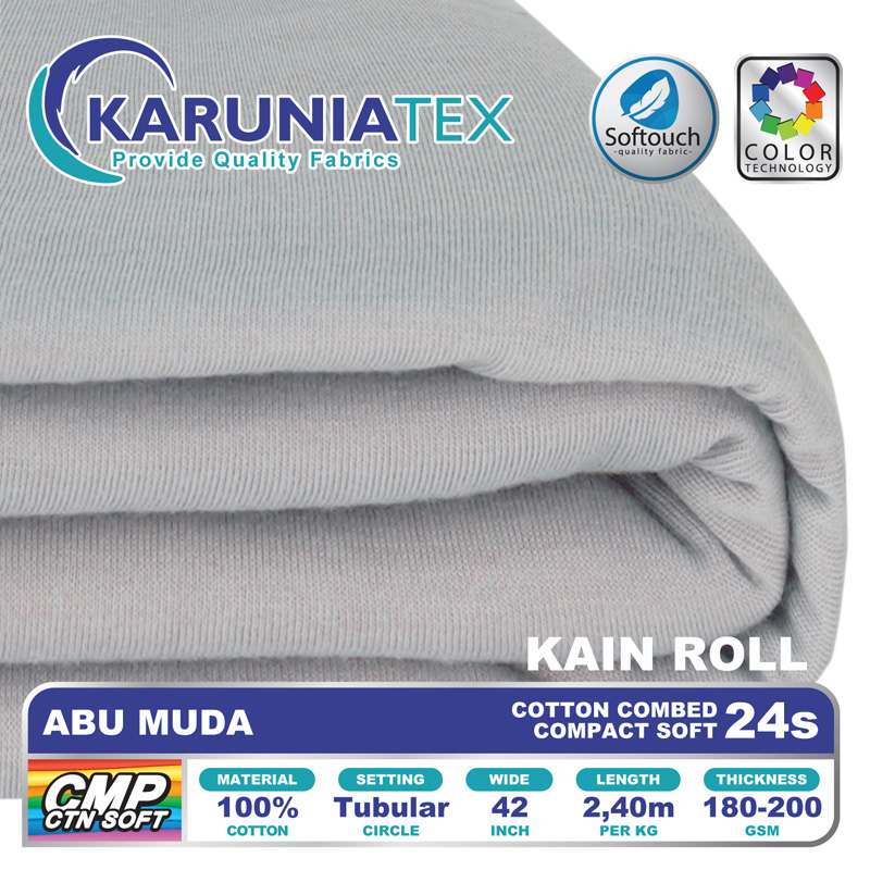 Cotton Combed Compact 24S - Abu Muda - Toko Bahan Kaos Karunia Textile