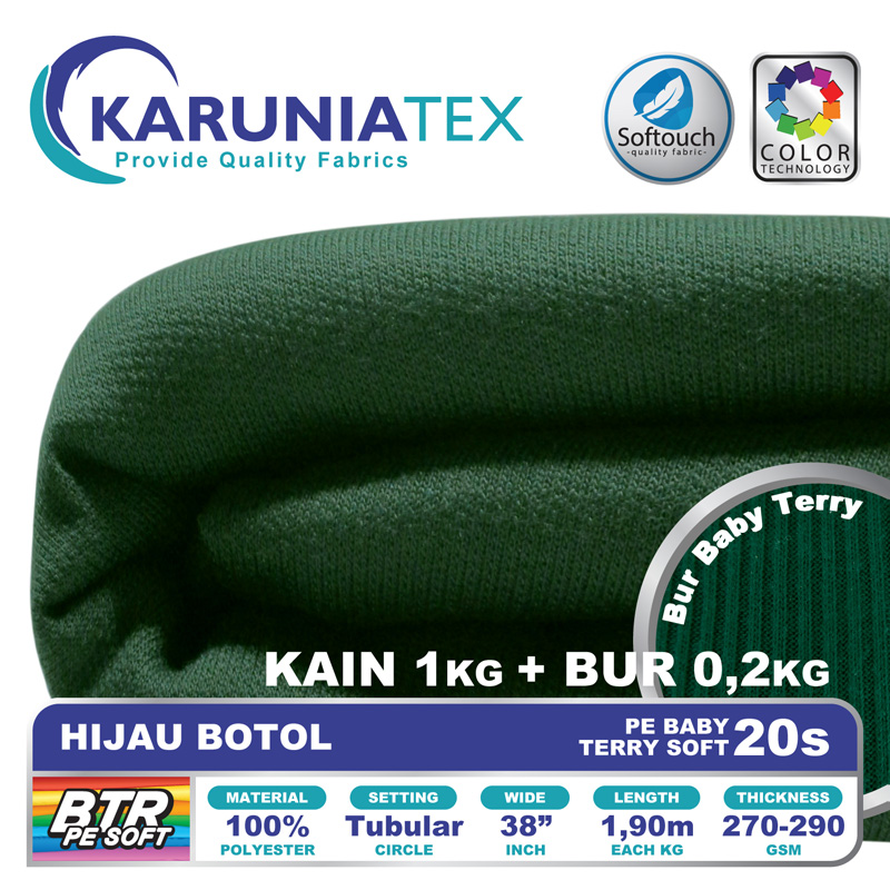 PE Baby Terry Soft 20S - Hijau Botol - Toko Bahan Kaos Karunia Textile