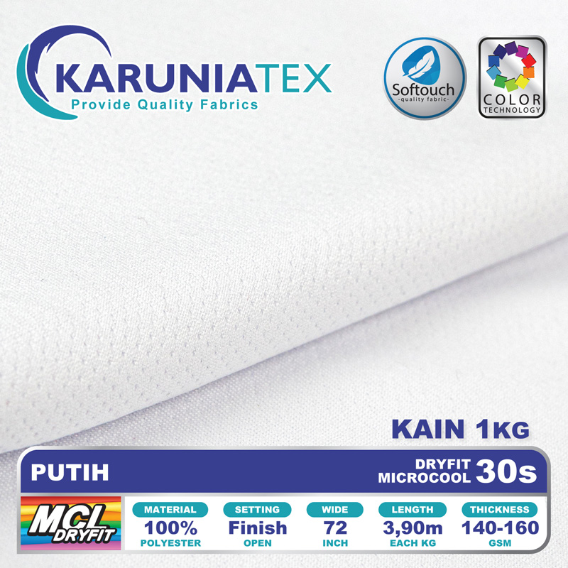 Dryfit Microcool Premium Putih - Toko Bahan Kaos Karunia Textile