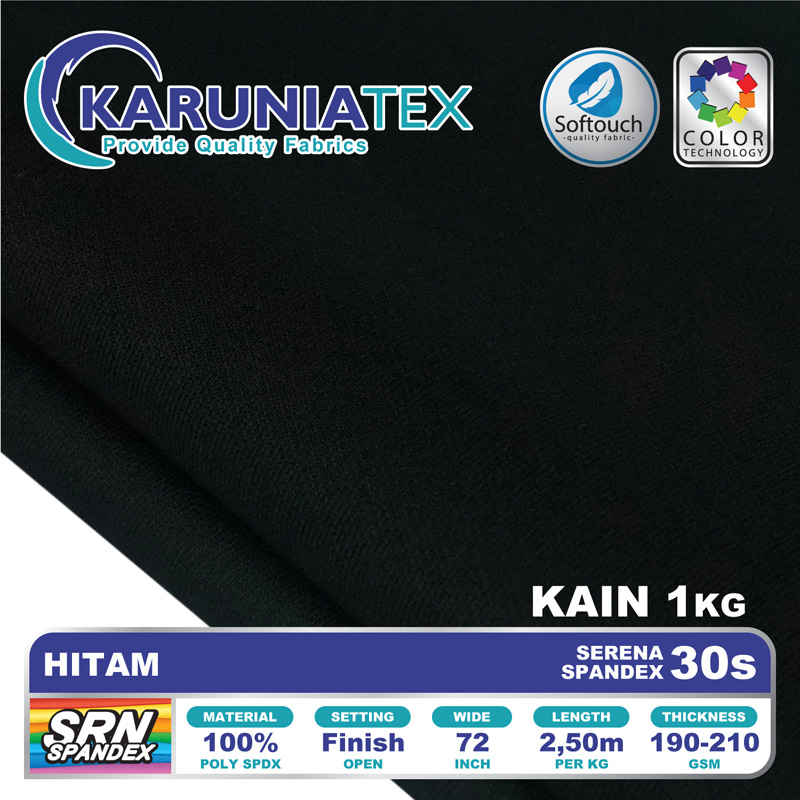 Serena Spandex Premium Hitam - Karunia Textile Bandung