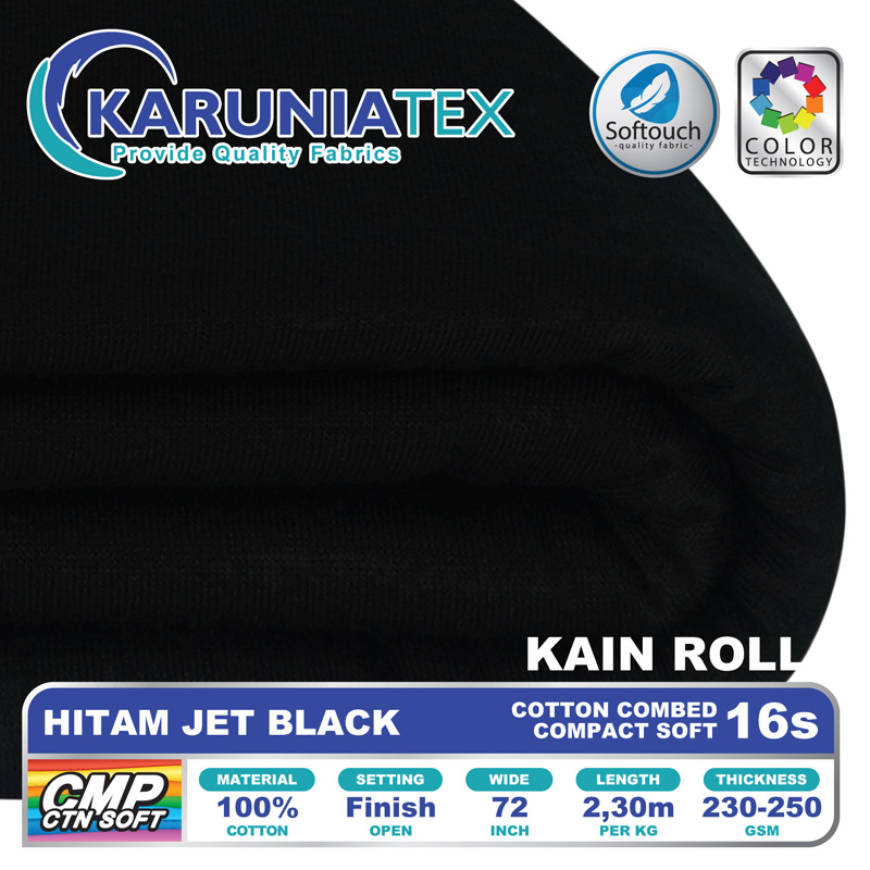 Cotton Combed Compact 16S - Hitam Jet Black - Karunia Textile Bandung